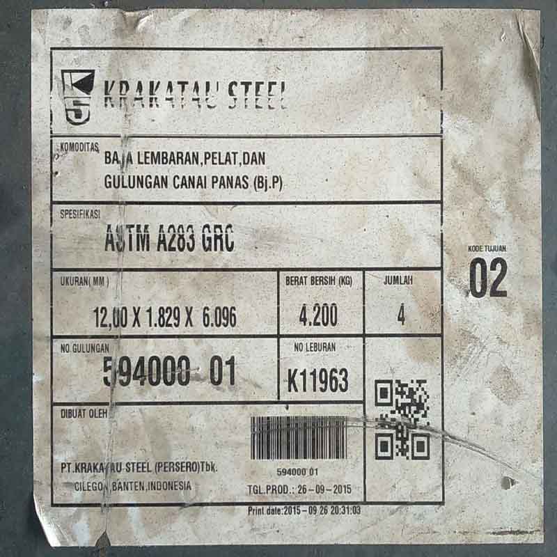Distributor Plat ASTM A283 GR C Plat ASME SA283 GR C Murah - GERAI BAJA INDONESIA